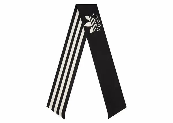 Gucci X Adidas Striped Silk Neck Bow - Black/ivory