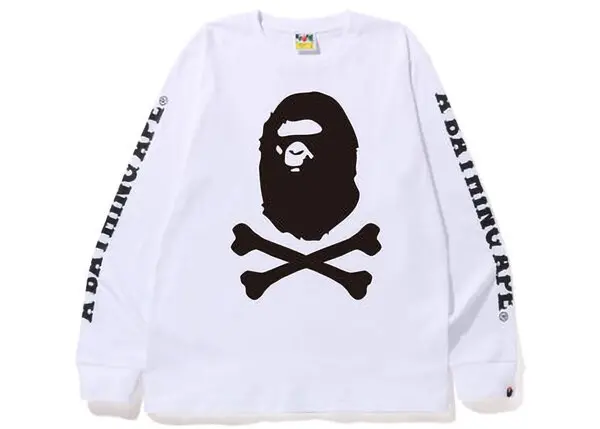 A BATHING APE Crossbone Long Sleeve Tee Shirt - White