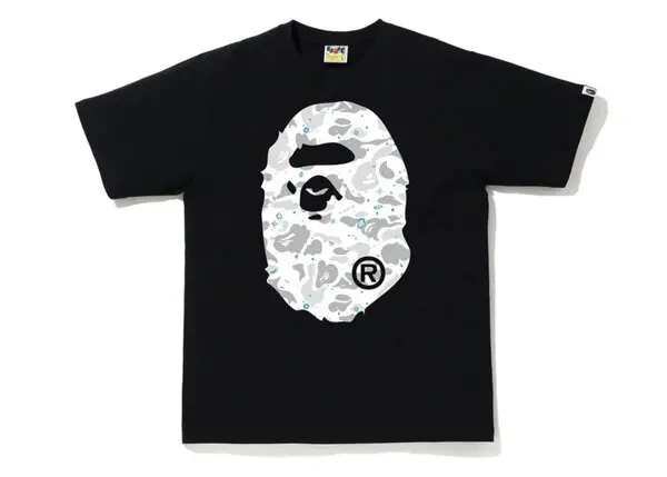 A BATHING APE Space Camo Big Ape Head Tee Shirt - Black