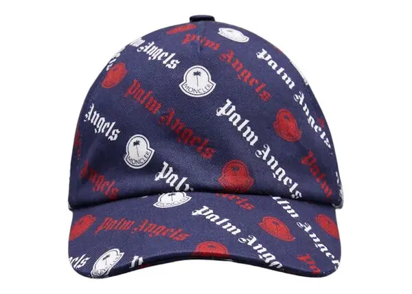 Moncler Logo Print Baseball Cap - Blue/black/white