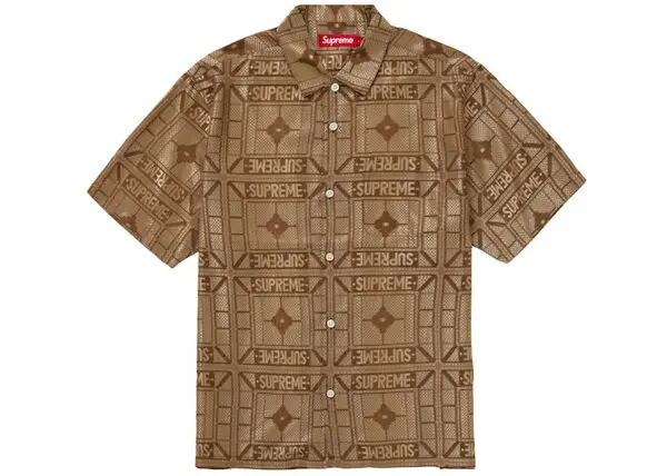 Supreme Tray Jacquard Short Sleeve Shirt - Tan