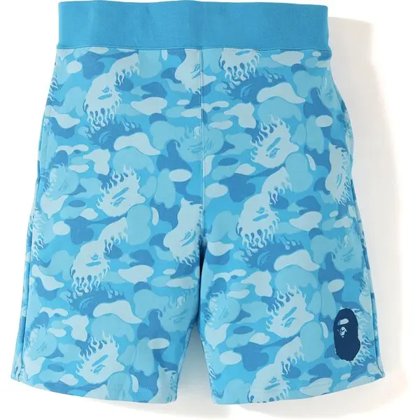 A BATHING APE Fire Camo Sweat Shorts - Blue