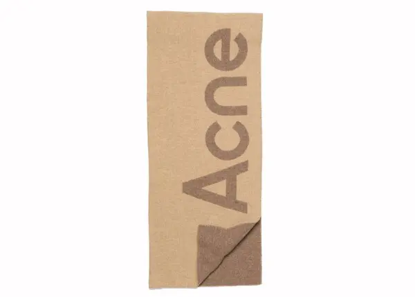 Acne Studios Logo Jacquard Scarf - Camel Brown