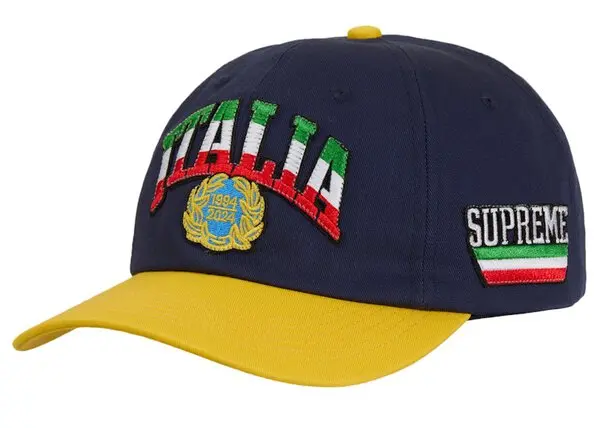 Supreme Italia 6 Panel Cap - Navy Blue