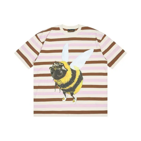 Drew House Bizzy Short Sleeve Tee Shirt - Brown Stripe