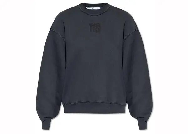 Alexander Wang Puff Paint Logo Terry Crew Sweatshirt - Soft Obsidian