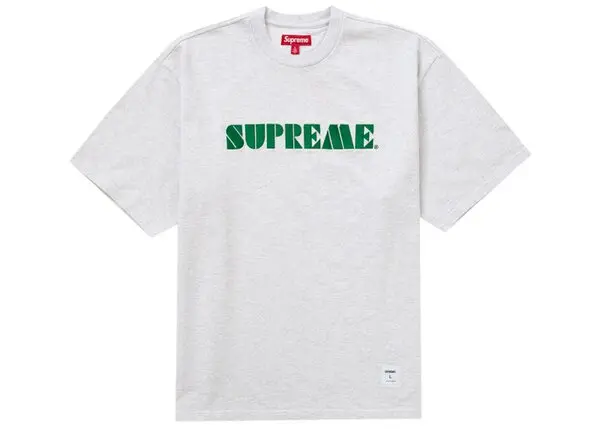 Supreme Stencil Embroidered Short Sleeve Top - Ash Grey
