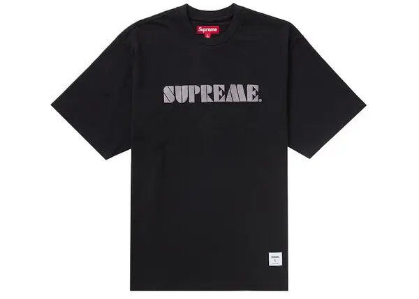 Supreme Stencil Embroidered Short Sleeve Top - Black