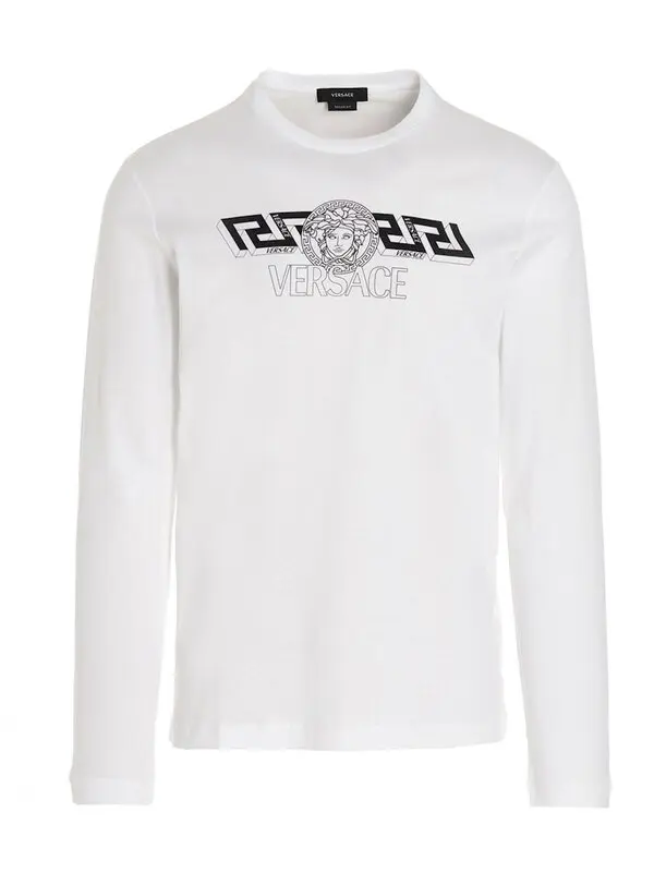 Versace Logo Print Long Sleeves T-shirt
