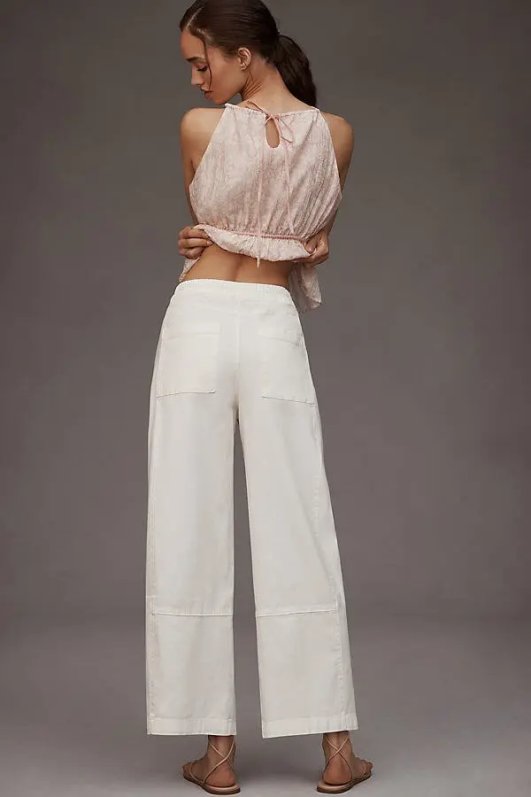 PILCRO The Izzie Relaxed Barrel Pants - White