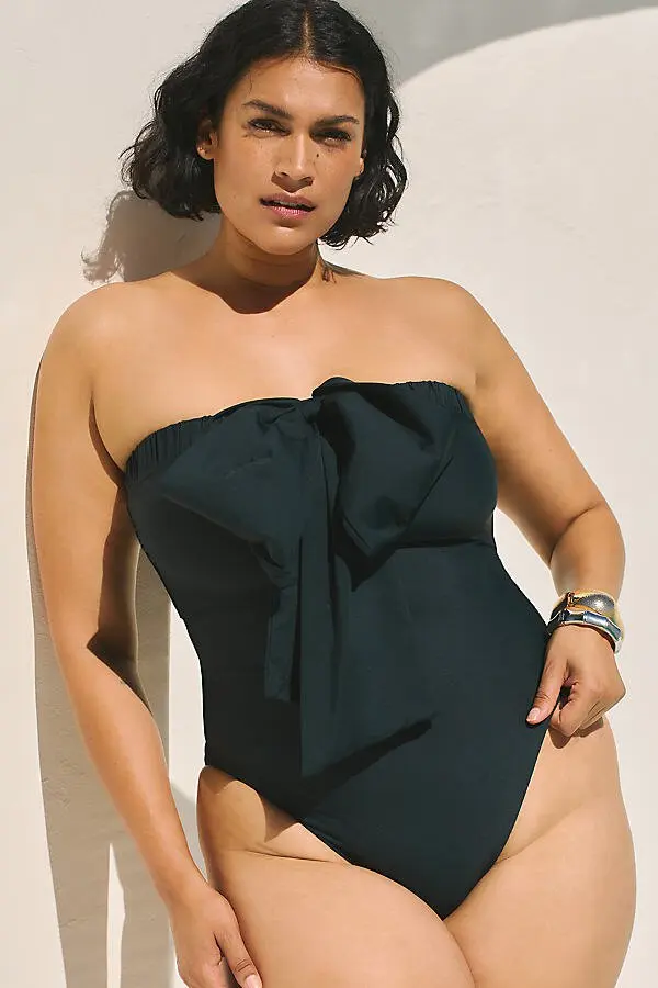 CELANDINE Suzanna Strapless Bow One-piece Swimsuit - Black