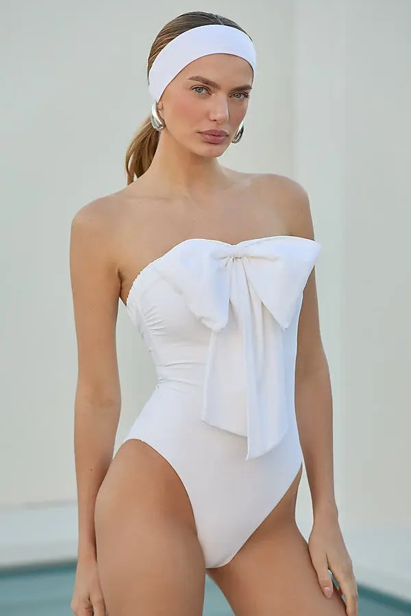 Anthropologie Suzanna Bow One-piece Swimsuit - White