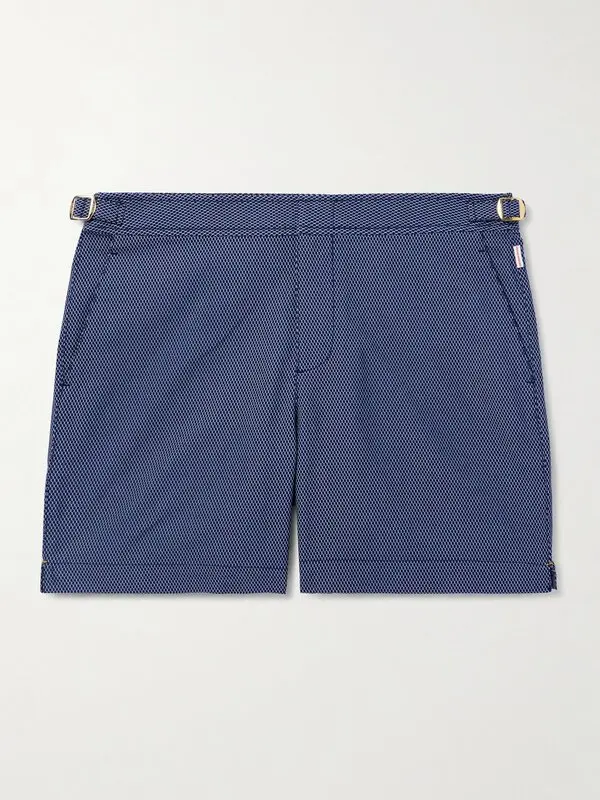 Orlebar Brown Bulldog Straight-leg Mid-length Jacquard Swim Shorts - Blue