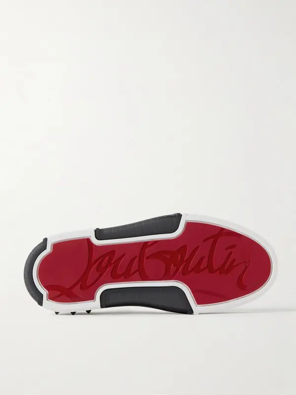 CHRISTIAN LOUBOUTIN Astroloubi Spiked Leather And Mesh Sneakers - White