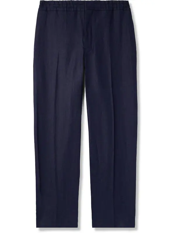 Zegna Tapered Oasi Linen Trousers - Blue