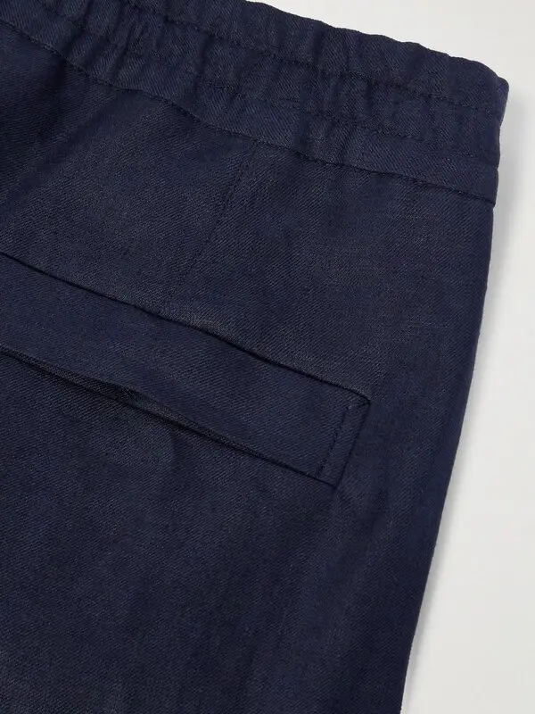 Zegna Tapered Oasi Linen Trousers - Blue