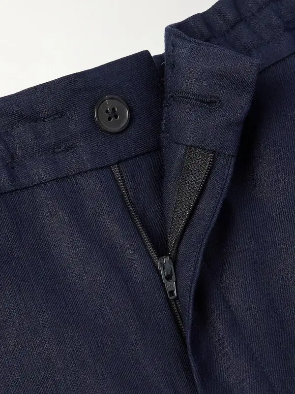 Zegna Tapered Oasi Linen Trousers - Blue
