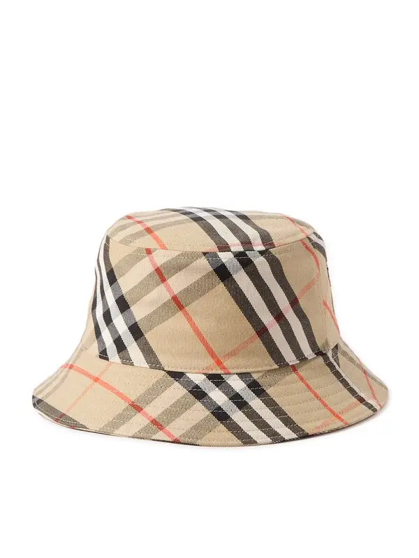 Burberry Logo-appliquéd Checked Twill Bucket Hat - Brown
