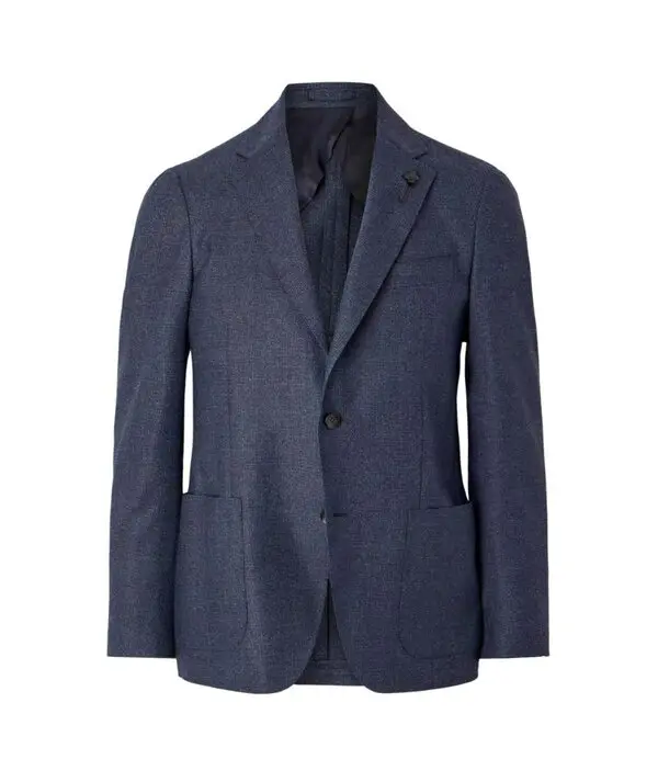 LARDINI Slim-fit Puppytooth Stretch-wool Suit Jacket