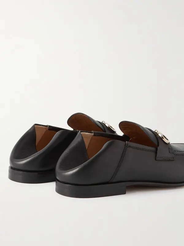 FERRAGAMO Embellished Collapsible-heel Leather Loafers