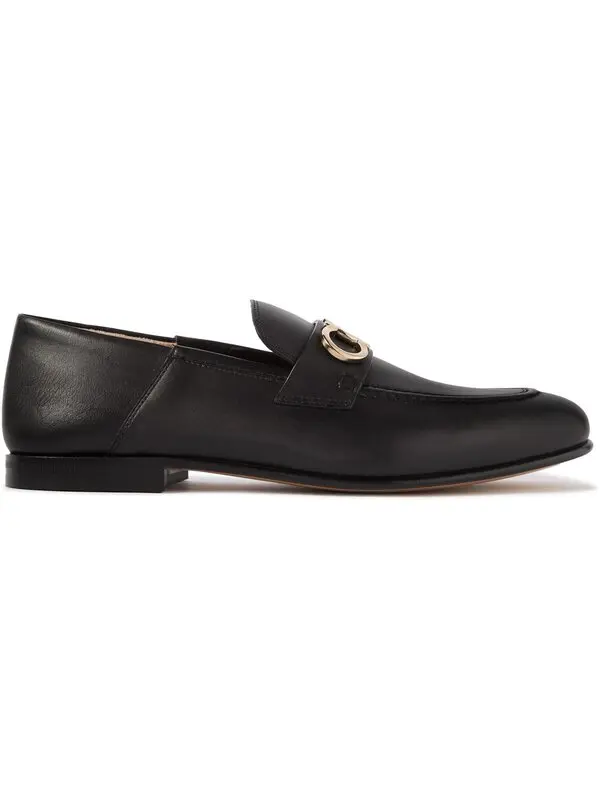 FERRAGAMO Embellished Collapsible-heel Leather Loafers