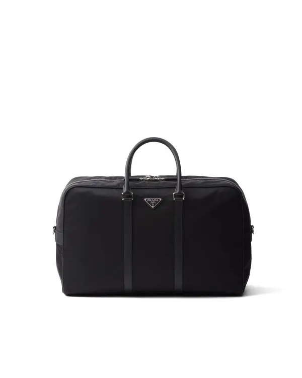 Prada Re-nylon And Saffiano Leather Duffle Bag - Black