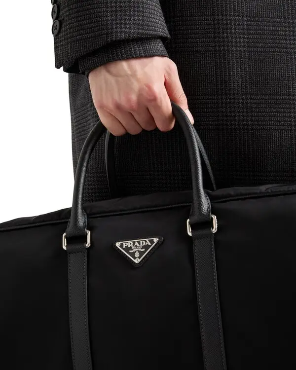 Prada Re-nylon And Saffiano Leather Duffle Bag