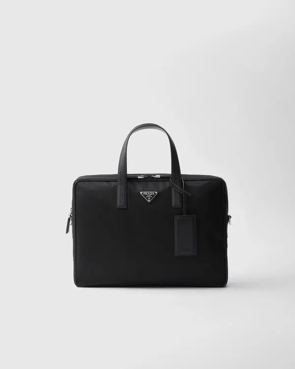 Prada Re-nylon And Saffiano Leather Briefcase - Black