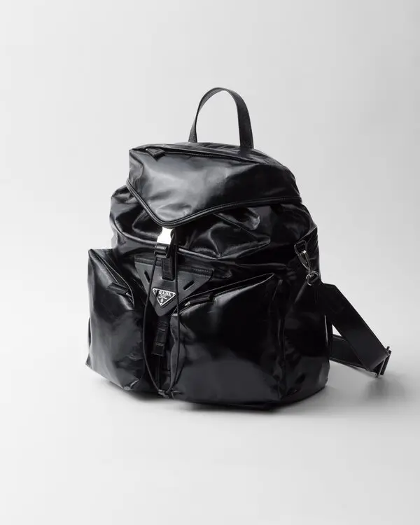 バッグ PRADA LEATHER TESSUTO NYLON BACKPACK Prada Black Tessuto Nylon and Saffiano Logo Backpack Bag | Yoogi's