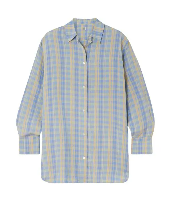 TOTEME Checked Linen-blend Shirt