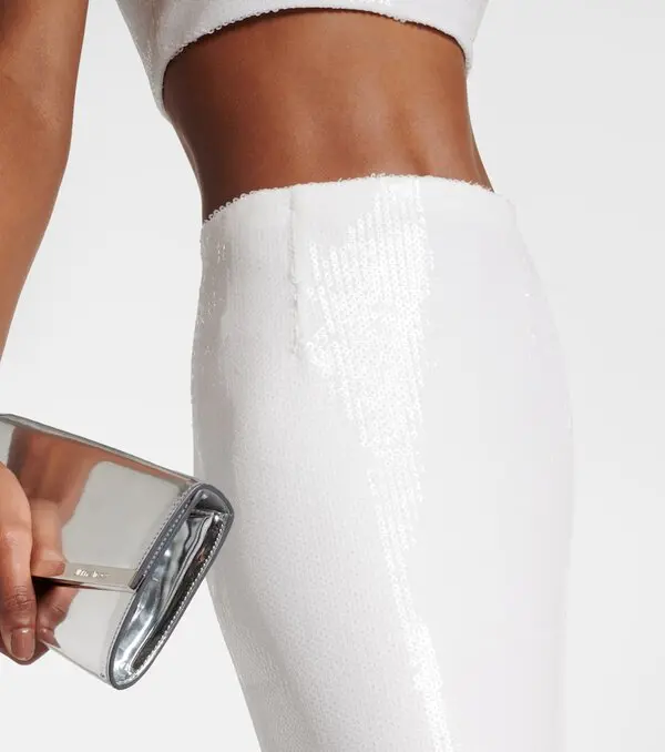 Galvan Bridal Beating Heart Sequined Maxi Skirt - White