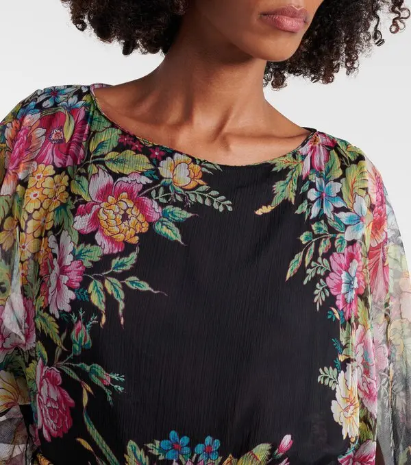 Etro Floral Silk Gown - Black