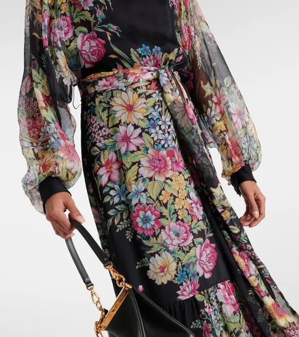 Etro Floral Silk Gown - Black