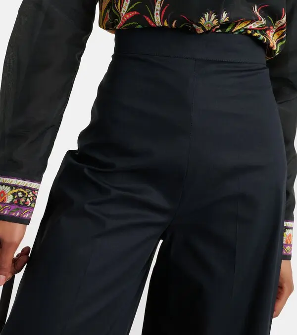 Etro Printed Cotton-blend Flared Pants - Black