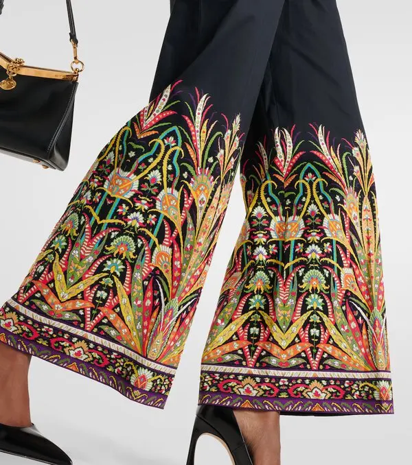 Etro Printed Cotton-blend Flared Pants - Black