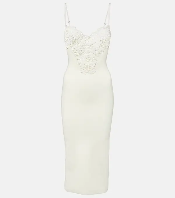 Galvan Sculpted Spiral Midi Dress - White