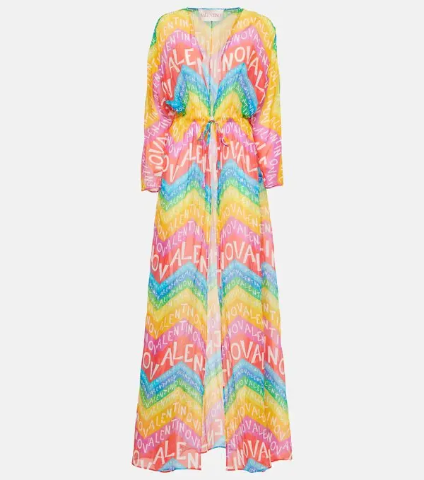 Valentino Garavani Logo Cotton-blend Beach Cover-up - Multicoloured