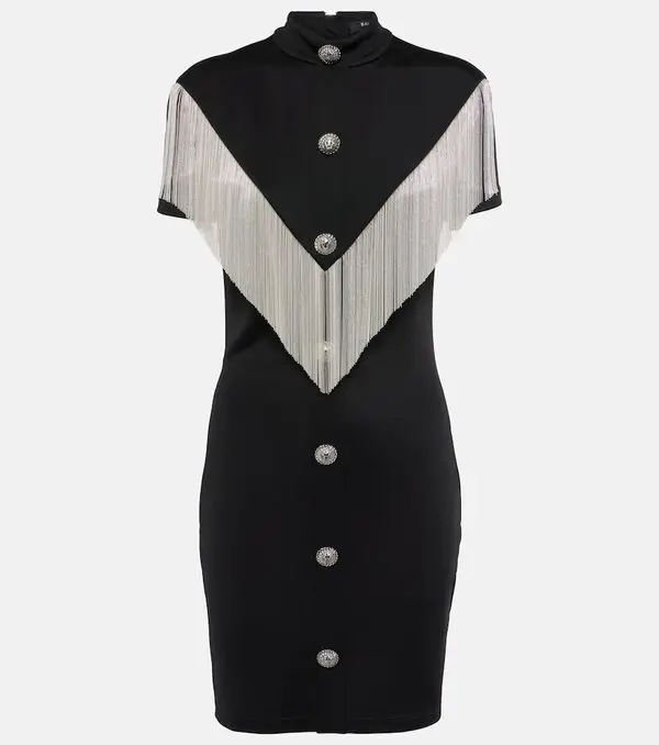 Balmain Embellished Fringed Minidress - Black