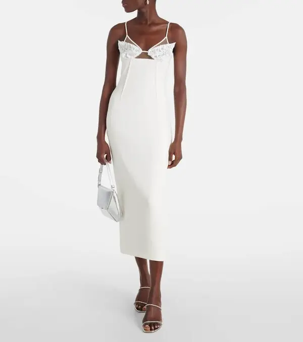 David Koma Embellished Cady Midi Dress