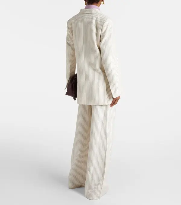 FRAME Striped Cotton And Linen Blazer
