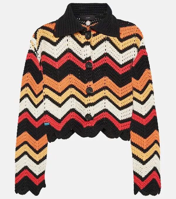 Alanui Kaleidoscopic Chevron Cotton-blend Cardigan - Multicoloured