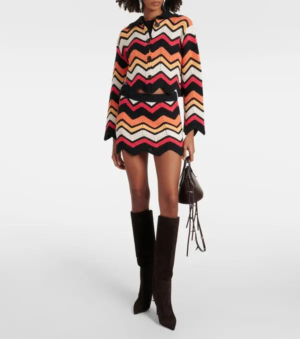 Alanui Kaleidoscopic Chevron Cotton-blend Cardigan