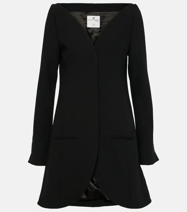 COURREGES Courrèges Ellipse Crêpe Coat - Black