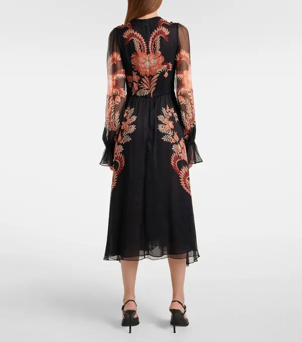 Etro Floral Printed Silk Midi Dress