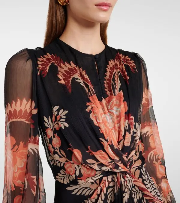 Etro Floral Printed Silk Midi Dress
