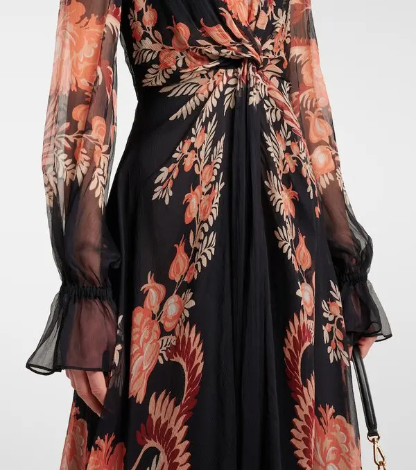 Etro Floral Printed Silk Midi Dress