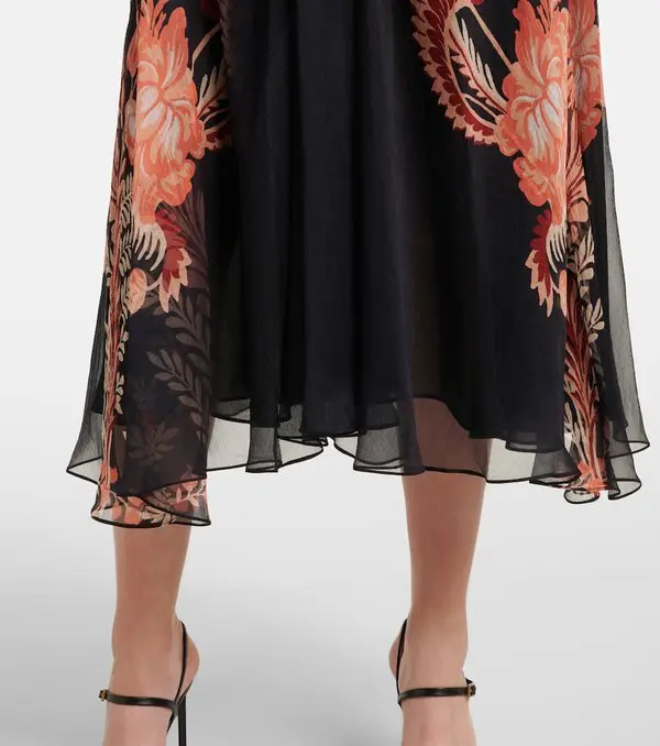 Etro Floral Printed Silk Midi Dress