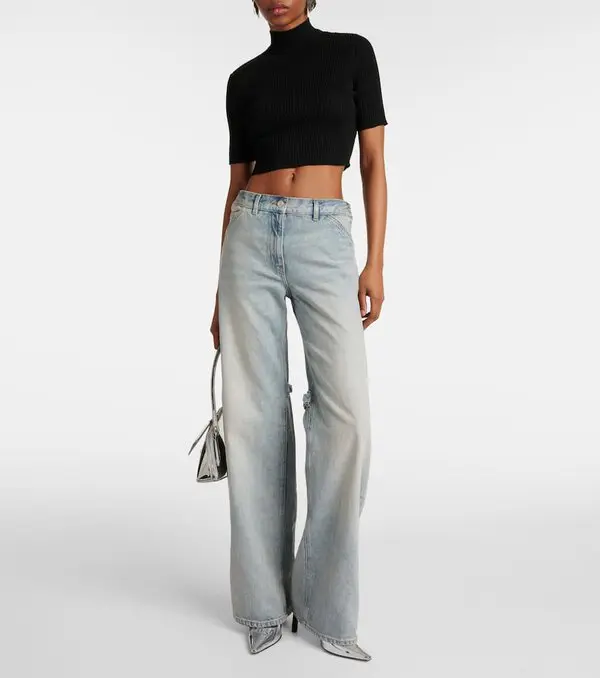 COURREGES Courrèges Sailor Mid-rise Wide-leg Jeans