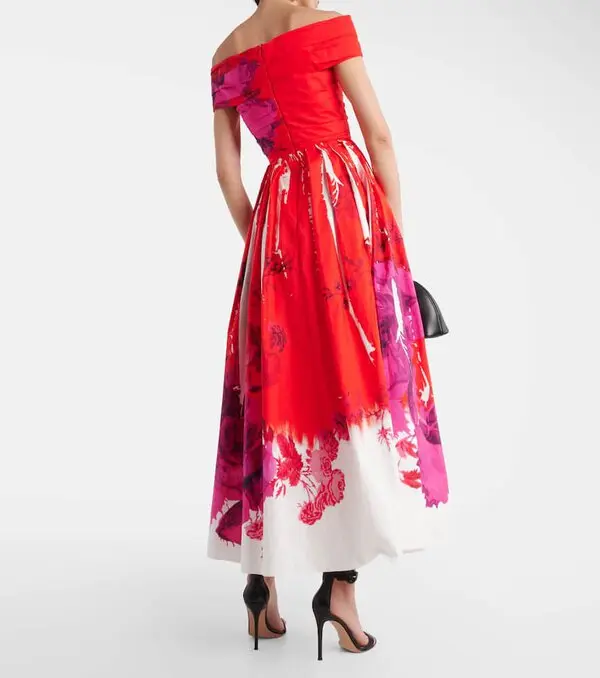Erdem Off-shoulder Cotton Faille Maxi Dress