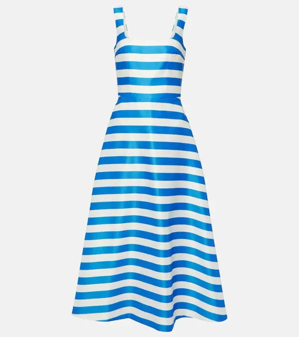 Emilia Wickstead Shiloh Striped Twill Midi Dress In Multicoloured - 50% Off  | Editorialist
